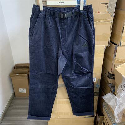 正品Adidas阿迪达斯男子冬季灯芯绒直筒宽松阔腿裤休闲长裤JI8690