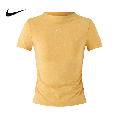 Nike耐克女子夏新款休闲透气修身褶饰短袖企领运动T恤HV2402-743