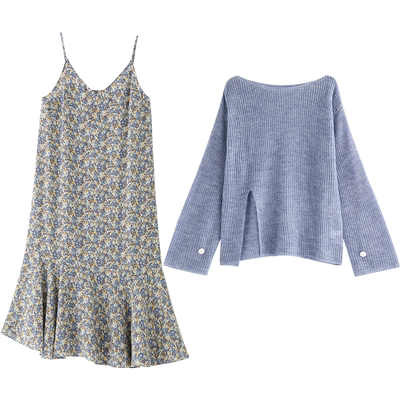 SELLYNEAR时髦开衩毛织半身裙