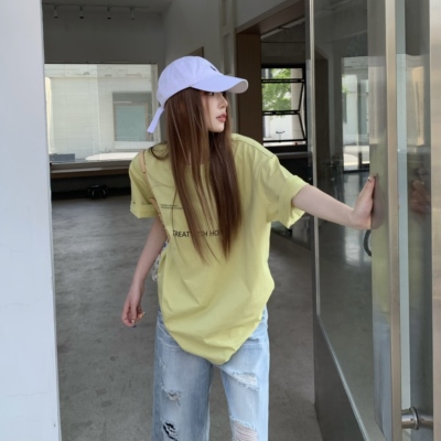 3MER韩女松弛感字母短袖T