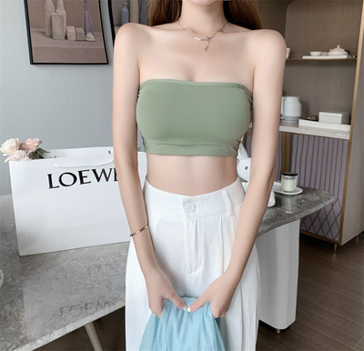 一字肩樱黛纯镂空美背防滑抹胸