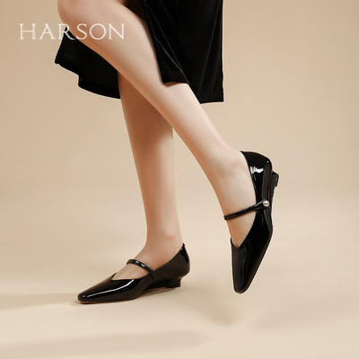 哈森春季新款亮面玛丽珍鞋