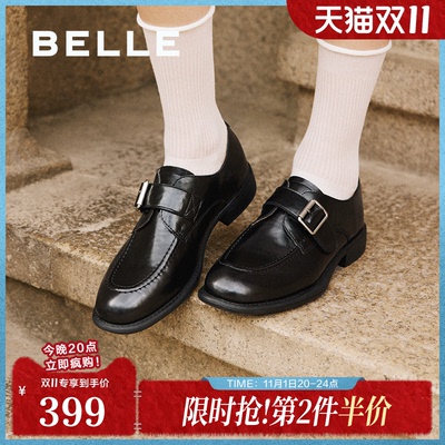百丽女鞋时光旅人厚底乐福鞋女春夏新款小皮鞋深口单鞋子E1F1DCM5