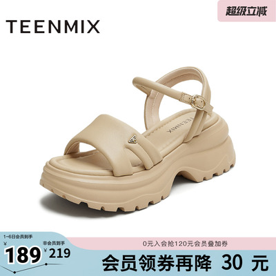 天美意新款商场同款厚底百搭小个子女休闲凉鞋BI973BL5