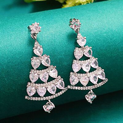 圣诞树耳环女 Elegance Diamond Christmas tree earrings women