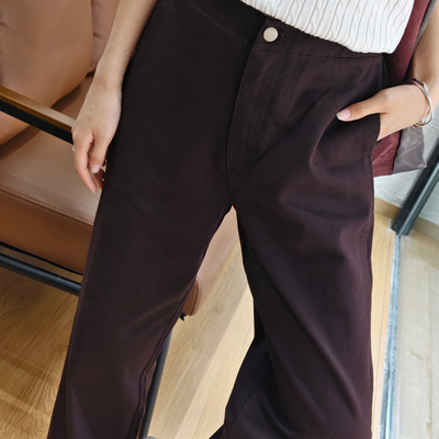 保罗彼得女式深咖啡休闲裤时尚