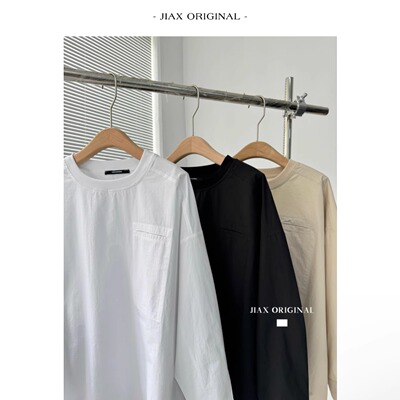 韩版简约长袖衬衫单口袋衬衣