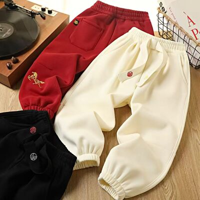 YR25LVS1185 绣马加绒卫裤