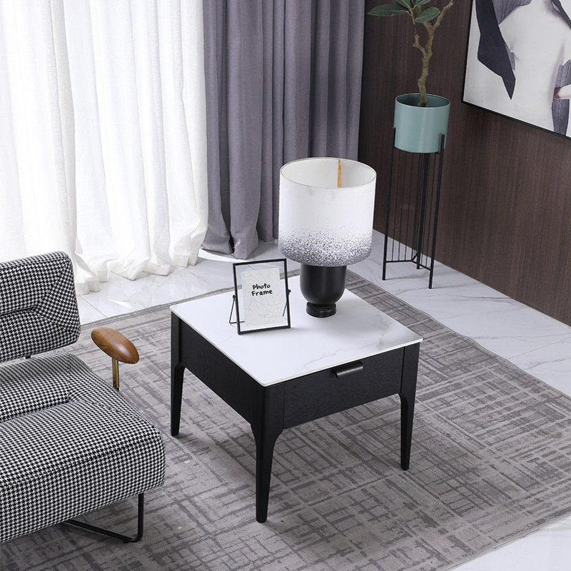 客厅角几岩板边几现代简约实木边几沙发边柜侧边柜正方形极简茶几_虎窝淘