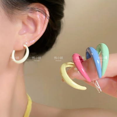 多巴胺彩色圈圈耳环女款