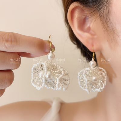 浪漫烟花温柔蕾丝感串珠耳环