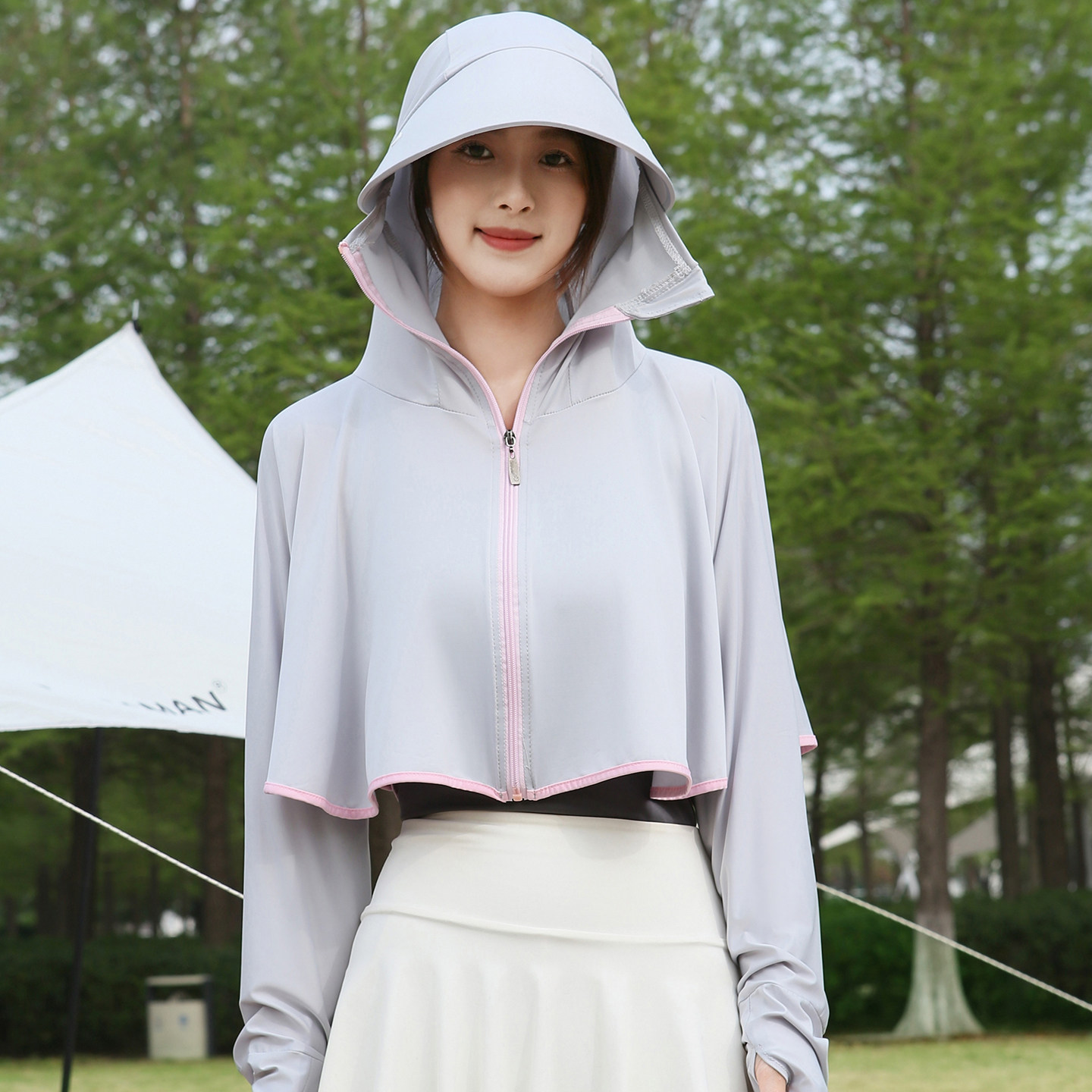 2025夏季防晒衣防紫外线冰丝大帽檐遮阳骑车防晒服女斗篷透气宽松