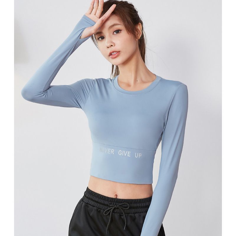 【清仓】秋冬款修身显瘦健身服长袖圆领瑜伽服户外跑步运动女上衣