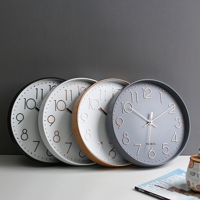 MJK简约风玻璃客厅塑料静音挂钟