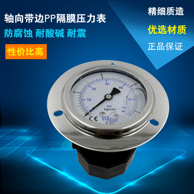YEATHEI雅德轴向2KG/30PSI充油压力表耐震不锈钢+PP隔膜耐腐蚀