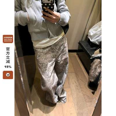 F383美式复古水洗做旧豹纹牛仔裤