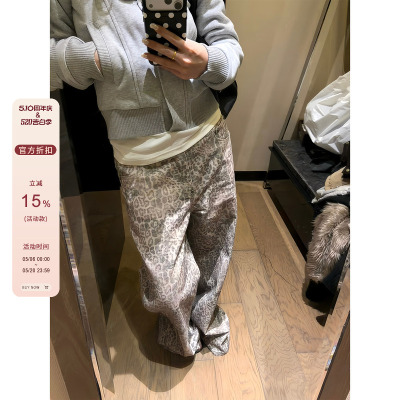 F383美式复古水洗做旧豹纹牛仔裤