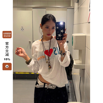 【F383】爱心字母印花长袖