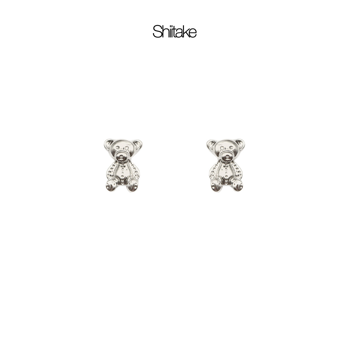 Shiitake诗塔克设计师品牌金属缝线小熊耳夹/耳钉