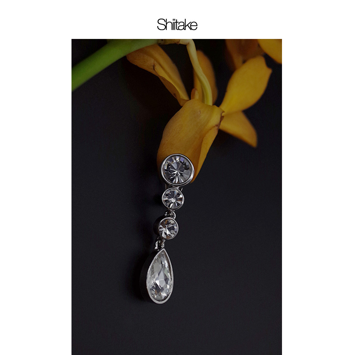 Shiitake诗塔克设计师品牌三颗水滴耳夹