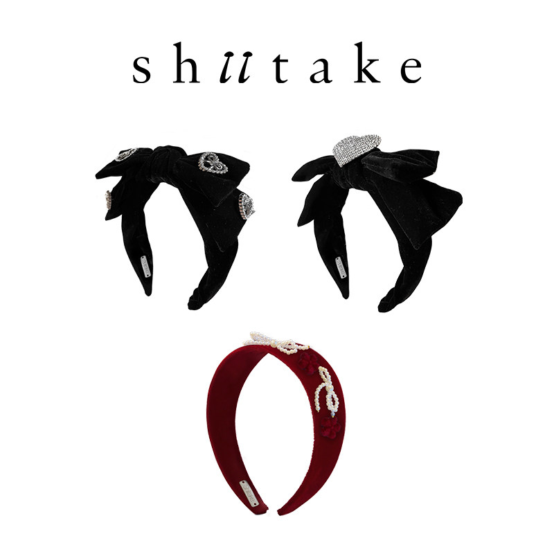 shiitake诗塔克富家千金丝绒系列爱心钻宽边发箍轻奢甜美头箍