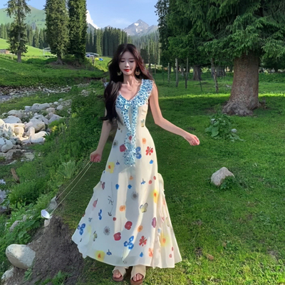 夏日绝美多巴胺小裙蓝色连衣裙