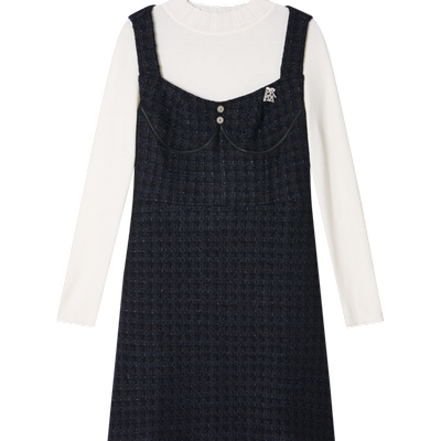 PSALTER诗篇冬针织衫粗花呢连衣裙两件套