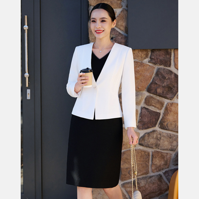 皮尔卡丹女装白色通勤长袖西服