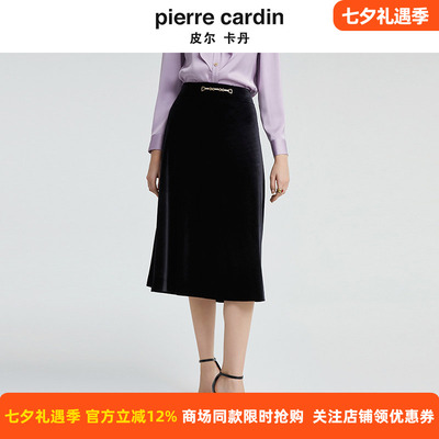 商场同款皮尔卡丹女装新款时尚复古端庄丝绒半裙P4320S4992B0