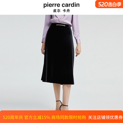 商场同款皮尔卡丹女装新款时尚复古端庄丝绒半裙P4320S4992B0