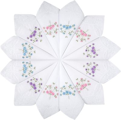 白色刺绣蕾丝纯棉女士小方巾