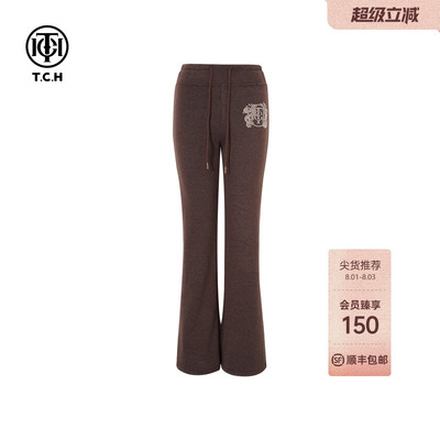 TCH2025秋冬烫钻时尚百搭瑜伽裤修身加绒微喇打底裤女T75D20E1175