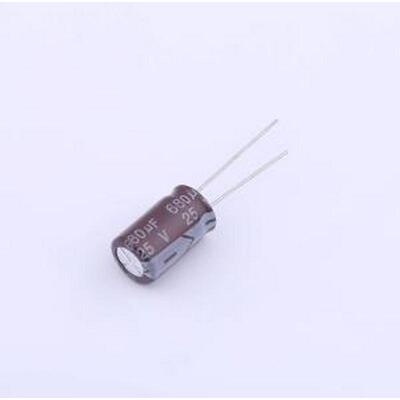 HY1E681M100170CD288 直插铝电解电容 680uF ±20% 25V 插件,D10x
