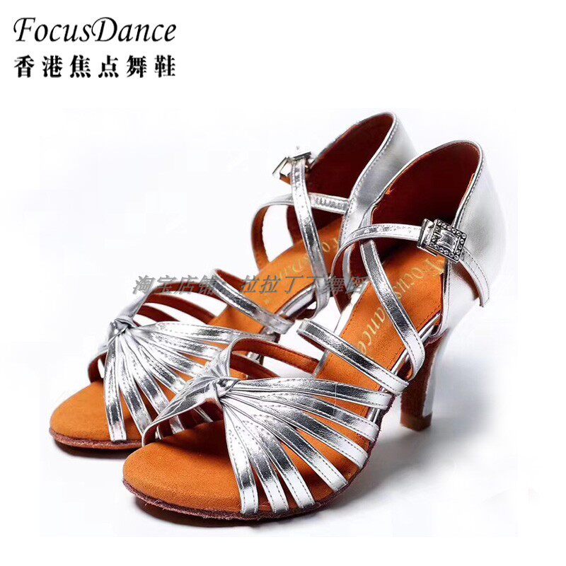 香港焦点舞鞋 Focus Dance专业拉丁舞鞋锥跟超稳银色比赛鞋院校_虎窝淘