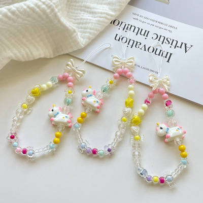 软妹ins独角兽串珠链条手提链配饰通用手机壳ccd相机便捷手机挂绳