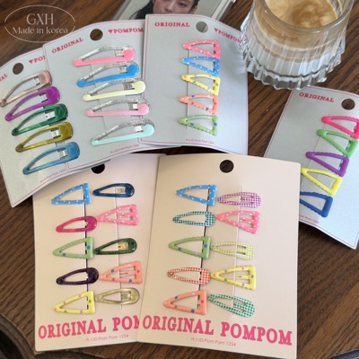 Pom拼色亮彩波点掰掰夹女童发饰