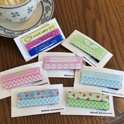 韩国Kitsch新款矩形一字鸭嘴夹女