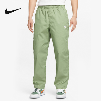 耐克新款绿色直筒长裤梭织