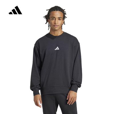 adidas阿迪达斯男卫衣2025春新款针织毛圈圆领运动套头衫  JE3837