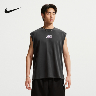 NIKE耐克男背心夏季图案印花跑步训练透气无袖运动T恤IW1197-060
