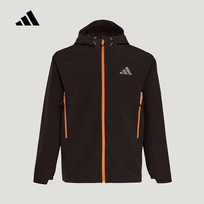 adidas阿迪达斯户外拒水软壳连帽外套2026春男梭织夹克 KQ5549