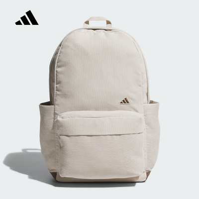 adidas阿迪达斯灯芯绒书包2025冬立体刺绣LOGO男女双肩背包KE6548