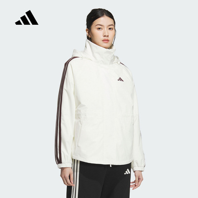 adidas阿迪达斯夹克女子2025冬季新款带内胆保暖连帽外套 KB7592