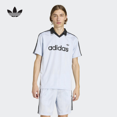 adidas阿迪达斯三叶草休闲运动短袖V领T恤2026夏男运动衫 KE2453