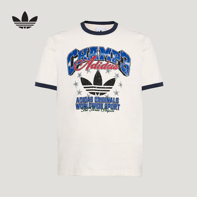 adidas阿迪达斯三叶草2026夏季男复古纯棉休闲运动短袖T恤 LE7355