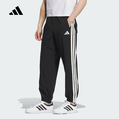 adidas阿迪达斯三条纹运动裤2025秋男直筒收口梭织长裤 KC2841