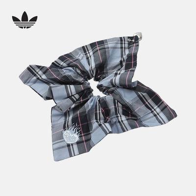 adidas阿迪达斯三叶草发圈2026春女格纹图案情人节款配饰 KU3828