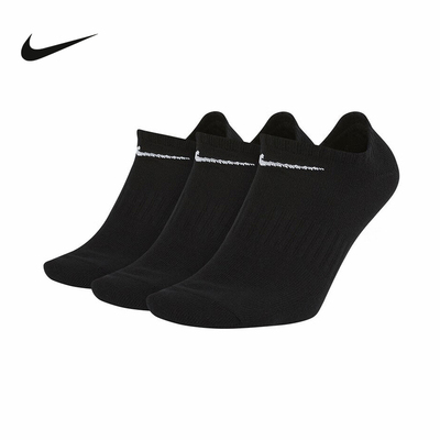 NIKE耐克袜子男袜女袜休闲训练低帮隐形船袜三双装SX7678-010