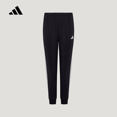 adidas阿迪达斯男大童收口小脚裤卫裤2026秋三条纹慢跑裤子LD3803