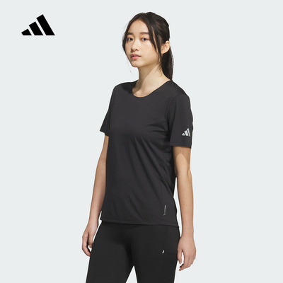 adidas阿迪达斯速干跑步健身衣2025秋女Climacool短袖T恤 KH3760
